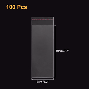 uxcell 100Pcs Clear Cello Bags, 3" x 7" Plastic Self Sealing OPP Cello Treat Bags Cello Poly Bags for Packing Cookies Candy Jewelry Gifts, Clear