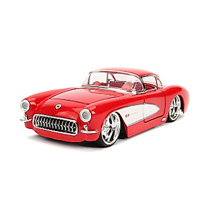 Jada 1957 Chevrolet Corvette Red with Red Interior Bigtime Muscle 1/24 Diecast Model Car 31451