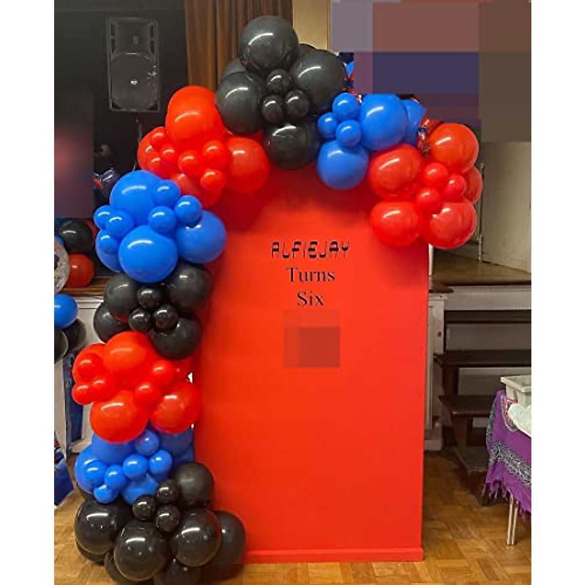 16.3 Feet Balloons Arch Garland Kit- 100PCS Blue Red Black Balloon Kit for Spider Theme Party Sleepover Party Baby Shower Birthday Decoration