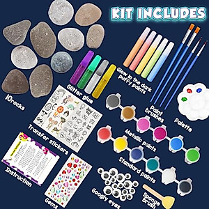 BainGesk Glow in The Dark Rock Painting Kit for Kids, Painting Rock Crafts Set, Arts and Crafts Gifts for ages 6-8, Creative Activities Art Toys for 6, 7, 8, 9, 10, 11, 12 Year Old Kids