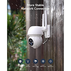 GNCC Security Camera Outdoor 2.4G WiFi Surveillance Camera, 360° PTZ Auto-Tracking Color Night Vision IP66 Waterproof Camera with 1080P Motion Detection Alarm, 2 Way Audio, APP Remote Control, K1