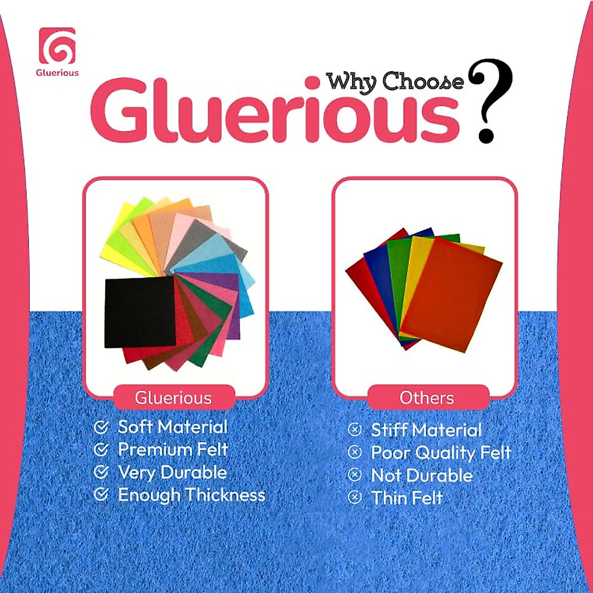 50 Pcs Felt Sheets for Crafts, 4x4 inch Multi Colored Felt Fabric Sheets for DIY, Sewing & Furniture Projects, 1mm Thick Felt Sheets