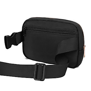 VKIOIP Unisex Fanny Pack Waist Belt Bag with Adjustable Strap,Hands Free Crossbody Fanny Bag with Zipper for Woman and Man,for Hiking,Running,Sports Gifts(Black)