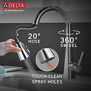 Delta Faucet Lenta Pull Down Kitchen Faucet Chrome, Chrome Kitchen Faucets with Pull Down Sprayer, Kitchen Sink Faucet, Faucet for Kitchen Sink with Magnetic Docking Spray Head, Chrome 19802Z-DST