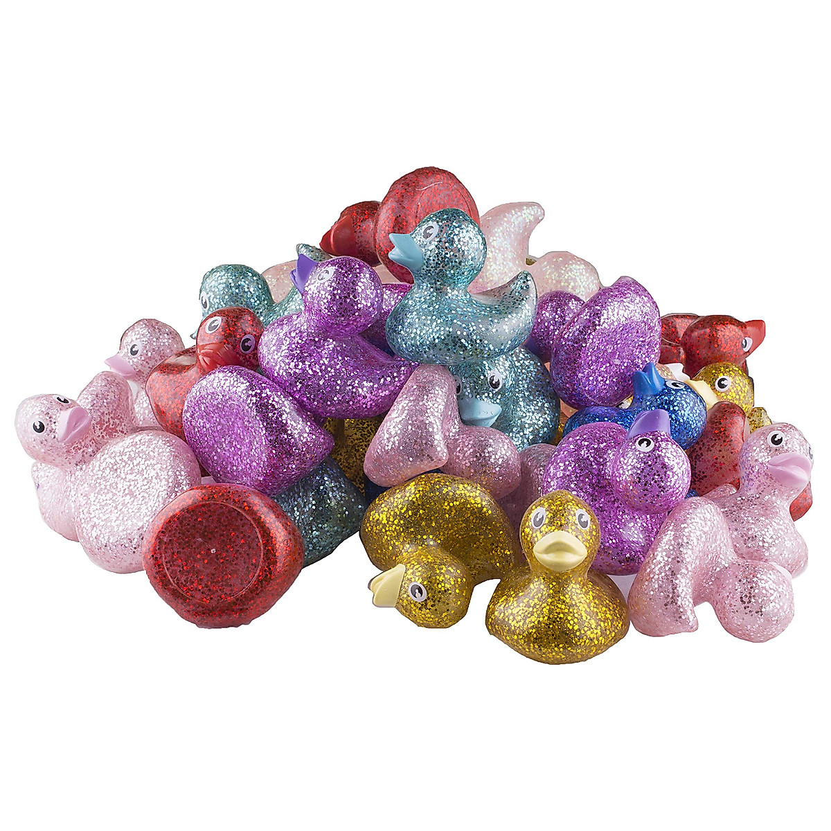 Store On Wheels 2 Inch Rubber Ducks - Bag of 50 Assorted Mini Glitter Rubber Duckies