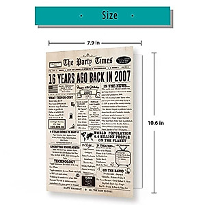 Humorous 16th Birthday Gifts for Girls Boys, Jumbo 16th Birthday Card for Daughter Son, Big 16 Year Old Birthday Cards for Her or Him, Happy 16 Birthday Gifts Decorations Women, Back in 2007…