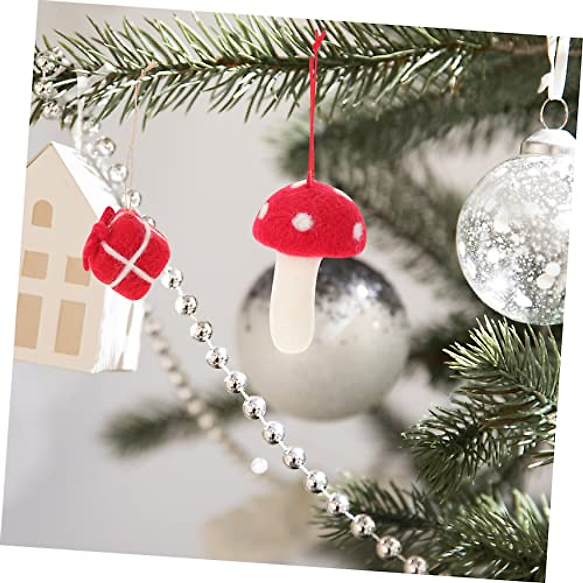 SAFIGLE 8pcs Wool Felt Pendant Crutches Ornament Mushroom Home Decor Mushroom Ornament Felt Christmas Ornaments Xmas Tree Pendants Felt Mushroom Xmas Themed Pendants Felt Xmas Ornaments