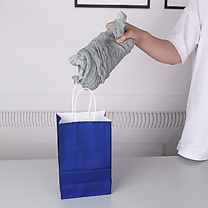 50 Pack 5.25x3.25x8.25 inch Small Paper Bags with Handles Bulk, Oikss Kraft Bags Birthday Wedding Party Favors Grocery Retail Shopping Business Goody Craft Gift Bags Cub Sacks (Royal Blue 50PCS Count)