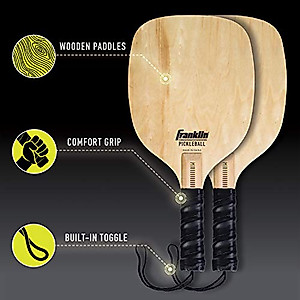 Franklin Sports Pickleball Net Set Outdoor Portable Pickleball Court Net - (2) Paddles + (2) Pickleballs - Half Court Set