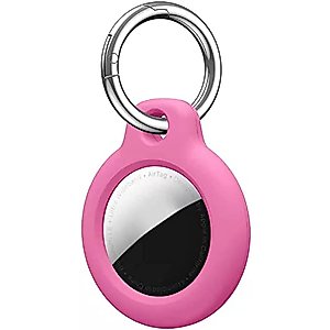 Air Tags Keyring Compatible with Apple Airtag Case,Air Tag Airtags Holder Keychain, for AirTags Holder AirTag Cover,Pets Collar,for Keys,Bags Air Tags Keyring Compatible with Apple Airtag Case (Pink)