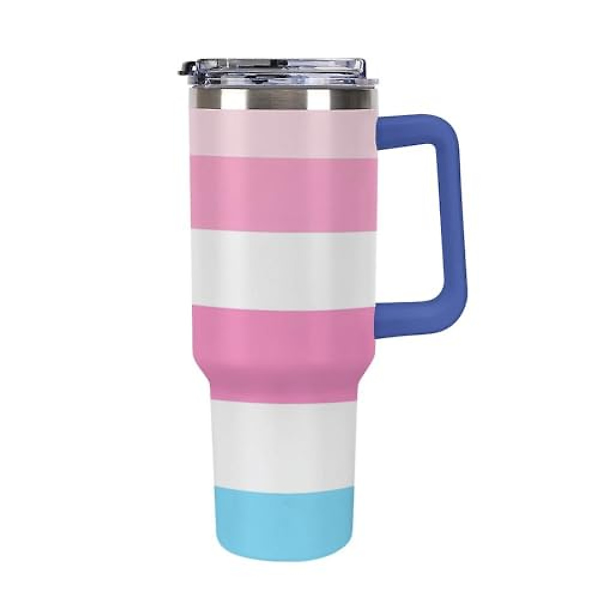 Trans Pride Free Flag Insulated Tumbler with Lid And Straw Stainless Steel Travel Coffee Mug 40oz Deep Blue-style
