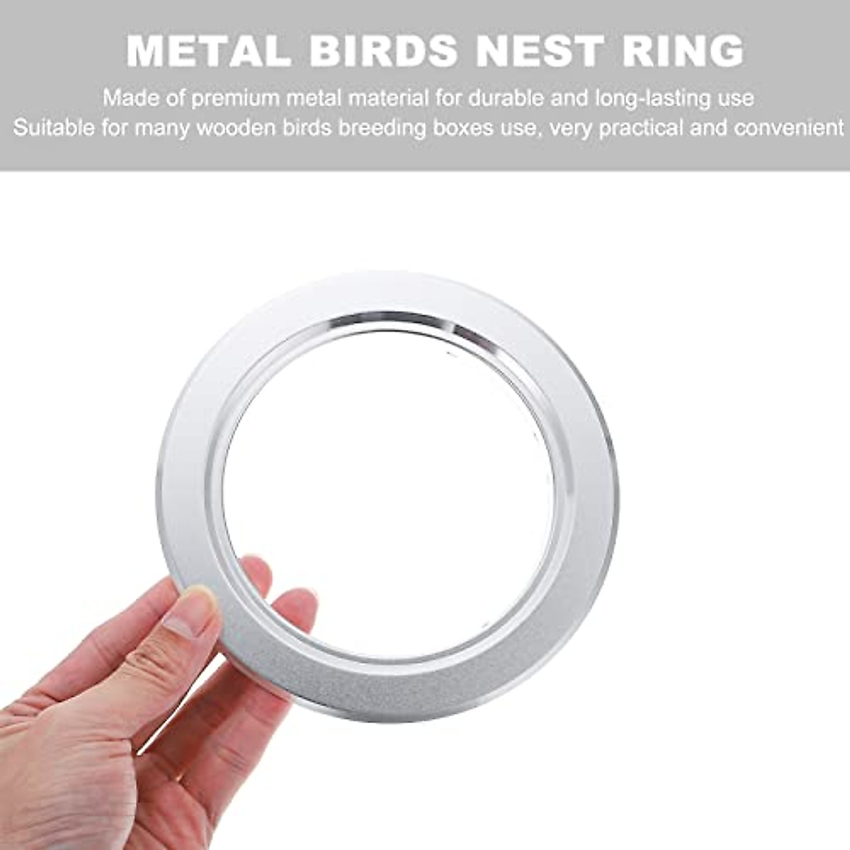 HANABASS 4pcs Bird Wood Box Predator Hole Bird Breeding Cage Ring Guard Metal Anti Bite Bird Nest Box Ring Silver