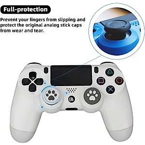 GeekShare Cat Paw Playstation 4 Controller Thumb Grips-Silicone Joystick Button Caps-Analog Thumbsticks Cover Set Compatible with Switch Pro and PS4 PS5 Controller-2 Pair/4 Pcs(Sesame Gray)