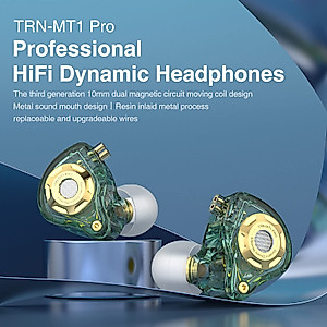FEDAI TRN MT1 PRO in Ear Monitor Earbuds, 10mm Composite Dual Magnetic Dynamic Earphones Sport Earbuds in Ear Earphones Sport Noise Cancelling Headphone with Detachable C Pin Cable(with mic, Black)