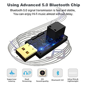 Isobel USB Bluetooth 5.0 Transmitter with Digital Optical Input, Low Latency Wireless Audio Adapter Bluetooth Aux Adapter for TV PC Switch / PS / Xbox Console, 2 Devices Simultaneously