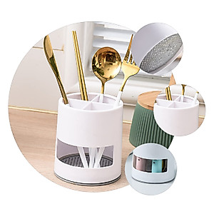 SHOWERORO 1pc Cutlery Storage Container Kitchen Utensil Holder Chopsticks Holder Desktop Stand Plastic Utensil Plastic Cutlery Tray Utensil Organizer White Abs To Open Manager