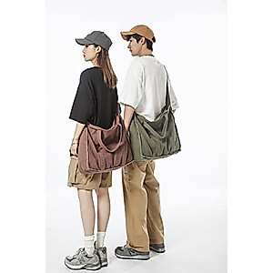 Micmores Tote Bag for women, Retro Hobo Purse Crossbody Handbag Large Canvas Shoulder Bags for School Work Travel Shopping(Brown)