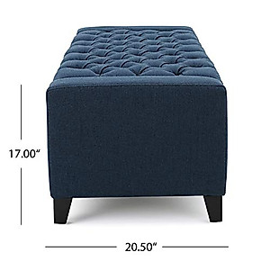 Christopher Knight Home Hikaru Fabric Storage Ottoman, Dark Blue Dimensions: 20.50”D x 51.00”W x 17.00”H