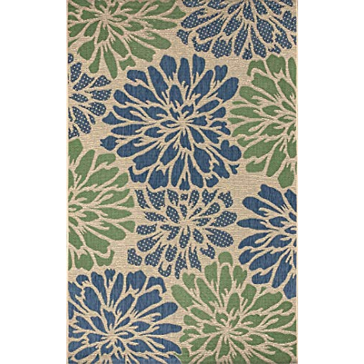 JONATHAN Y SMB110B-4 Zinnia Modern Floral Textured Weave Indoor Outdoor Area-Rug Bohemian Coastal Easy-Cleaning Bedroom Kitchen Backyard Patio Non Shedding, 4 X 6, Navy/Green