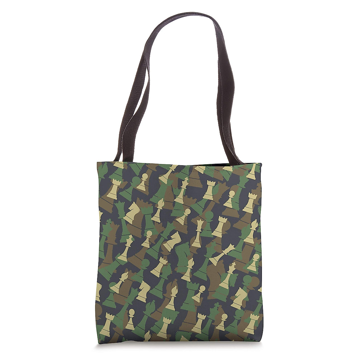 Chess Piece Camo Camouflage Pattern Woodland Green Tote Bag