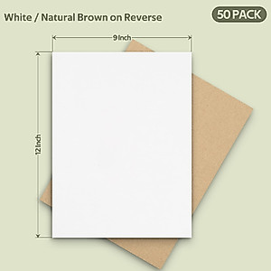 Golden State Art, 50 Pack 9x12 One-side White Corrugated Cardboard Sheets, Flat Cardboard Inserts Layer Pads for Mailing, Packaging or Art Crafts photo backing (1/8" Thick)