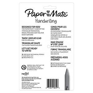 Paper Mate Handwriting Triangular Mechanical Pencil Set with Lead & Eraser Refills, 1.3mm, Fun Barrel Colors, 8 Count