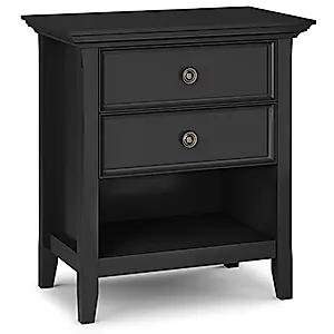 SIMPLIHOME Amherst SOLID WOOD 24 Inch Wide Traditional Bedside Nightstand Table in Black, For the Living Room and Bedroom