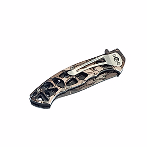 SE Spring Assisted Drop Point Folding Knife with Brown Snake Skin Design - KFD20022-1