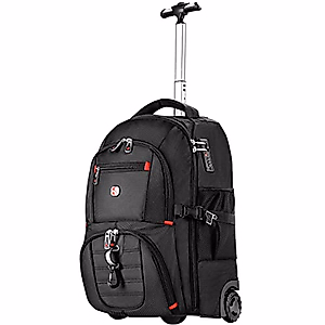 star cloud SC Large Rolling Backpack with Wheels - 22 inch Durable Material Roller Computer Rucksack - Travel Commuter Wheeled Bag, Carry on Luggage Bag Trolley Suitcase,22 * 14.6 * 9.5(H*W*D)
