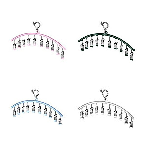 OUGETHER Clothes Hanger with 10 Clips Stainless Steel Laundry Drying Rack Windproof Sock Hanger Clip for Drying Bras Towel Underwear Diaper Baby Clothes (Green)