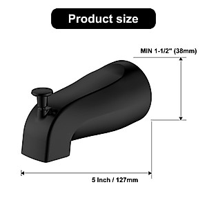 Gold Hao The Bathroom Universal Slip-On Tub Spout with Diverter - 5" Bathtub Faucet with Diverter, Easy to Install & Save Water Leaks in Minutes, Fit 5/8" Copper Pipe (Matte Black)