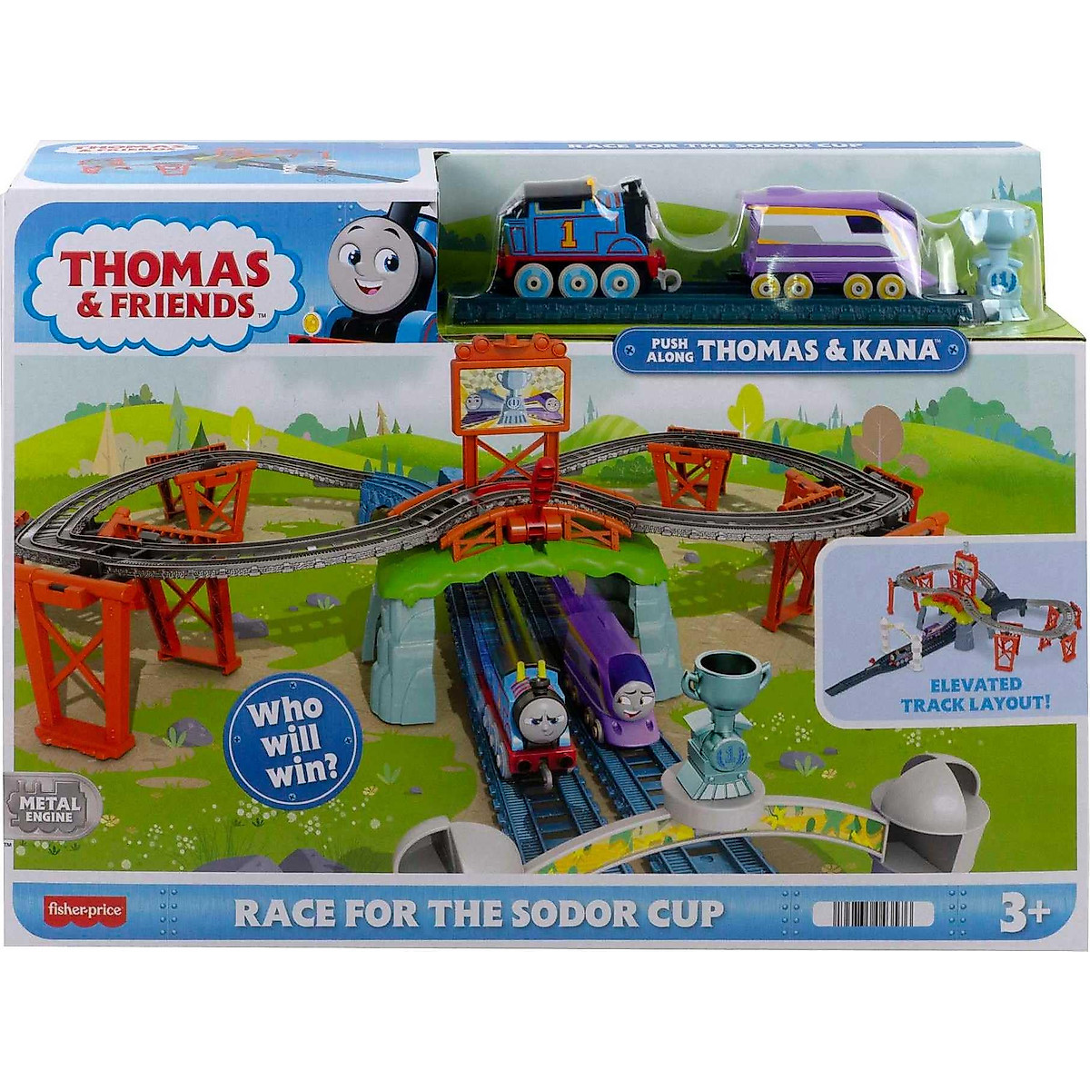 Thomas & Friends Diecast Toy Train Set Race for the Sodor Cup Track Playset with Thomas & Kana Engines for Pretend Play Kids Ages 3+ Years