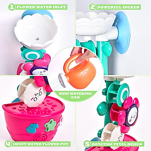 16Pcs Bath Toys for Toddlers, Flower Waterfall Water Station Garden Squirter Toys, Stacking Cups Watering Can Shower Toy,Fun Bath Time Toys for Kids Girls and Boys Age 1-5