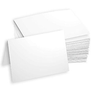 Hamilco White Cardstock Thick Paper - 5 x 7" Blank Folded Cards - Greeting Invitations Stationary - Heavy weight 80 lb Card Stock for Printer - 100 Pack