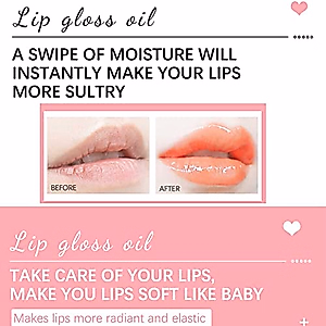 Eliversion Hydrating Lip Glow Oil, Moisturizing Lip Oil Gloss, Transparent Tinted Lip Balm, Transparent Toot Lip Oil, Plumping Lip Gloss, Long Lasting Nourishing Non-sticky (Cherry)