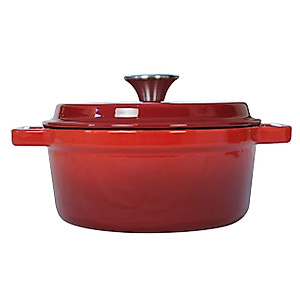 Enameled Cast Iron Dutch Oven Pot (7.87" / 20 cm diameter), Cocotte with Dual Handle and Cover Casserole Dish - Round Red