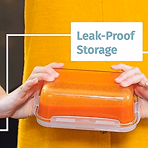 [4-Pack 28oz] Glass Food Storage Containers with Locking Lids - Glass Meal Prep Containers with Lids - Lunch Bento Boxes - 1 Compartment - 4pk Box Set - Transparent Lids - BPA Free and Dishwasher Safe