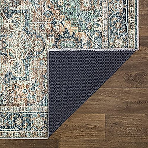 Bloom Rugs Caria Washable Non-Slip 5x7 Rug - Blue Green/Tangerine Area Rug for Living Room, Bedroom, Dining Room and Kitchen - Exact Size: 5' x 7'