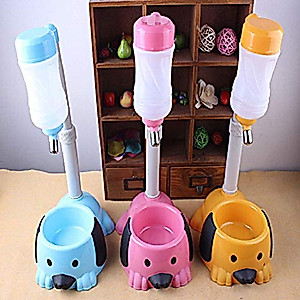 Ochine Pet Standing Water Dispenser Cat Dog Standing Bowl with Detachable Pole Automatic Feeding Water Height Adjustable Drinking Bottle Feeder for Small Cats Dogs