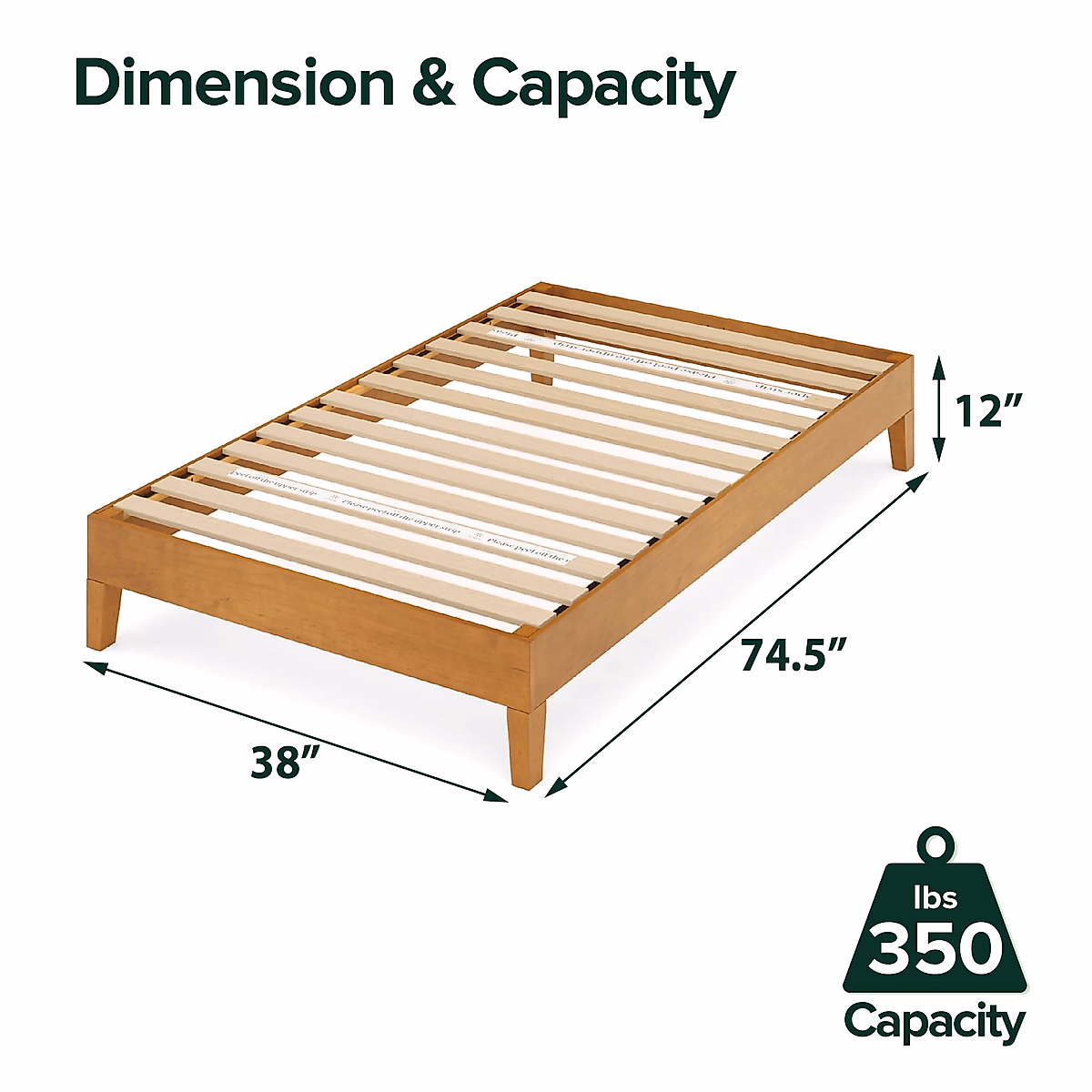 ZINUS Alexis Deluxe Wood Platform Bed Frame, Solid Wood Foundation, No Box Spring Needed, Wood Slat Support, Easy Assembly, Rustic Pine, Twin