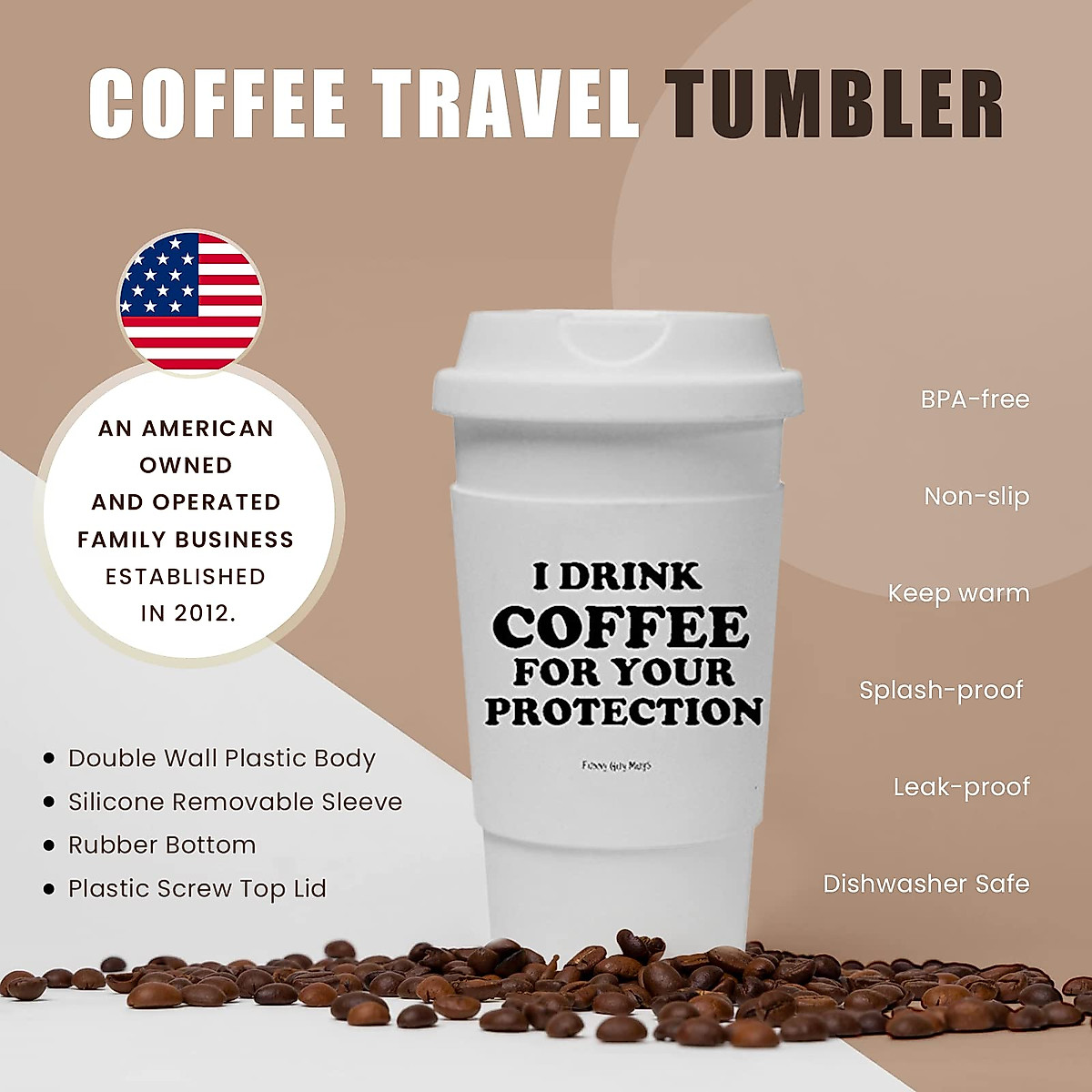 Funny Guy Mugs May The Force Be With You Equation Travel Tumbler With Removable Insulated Silicone Sleeve, Black, 16-Ounce