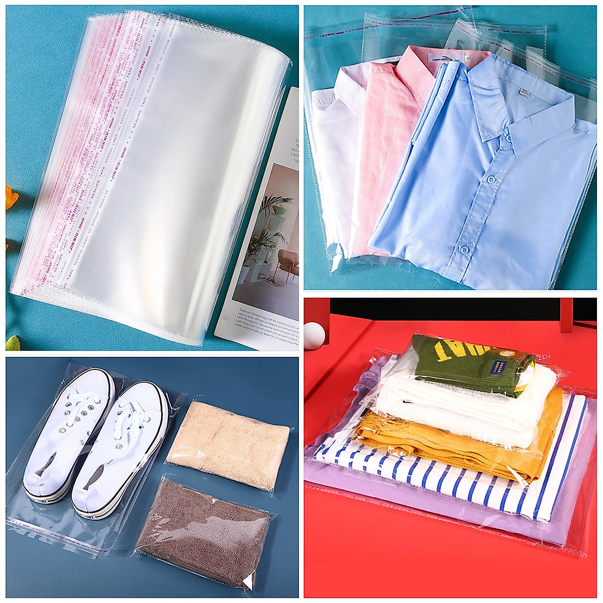 14 x 20 inches Large Resealable Cellophane Bags, 100ct Plastic Clear Self-sealing Gift Bags Self-Adhesive Sealing Plastic Cello Bags in Bulk for Gifts and Clothes, Basket Gift Bags, 100 pcs