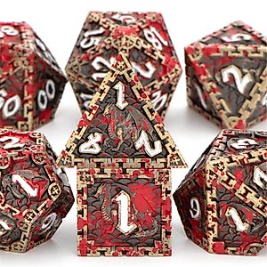 Metal DND Dice Set, RUNFNG D&D Dice Set with Box, Metal Polyhedral Dice Set for Dungeons and Dragons RPG Role Playing Games - D20 D12 D10 D8 D6 D4 D&D Dice Set