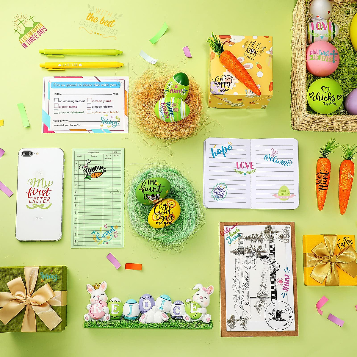 36 Pieces Easter Stickers Easter Bless Saying Egg Stickers Waterproof Positive Word Sticker for Water Bottle Envelopes Cards Scrapbooking Kids Girls Adults School Teacher DIY Laptop Party Favors