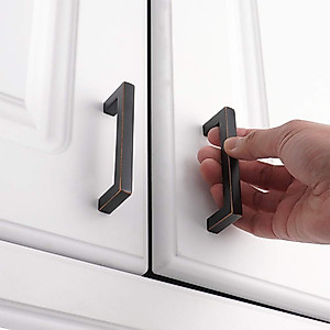 KOOFIZO Solid Square Bar Cabinet Handle - Oil Rubbed Bronze Furniture Pull, 3 Inch/76mm Screwhole Distance, 10-Pack for Kitchen Cupboard Door, Bedroom Dresser Drawer, Bathroom Wardrobe Hardware