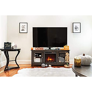 e-Flame USA Whistler LED Recessed Electric Fireplace Stove Insert with Remote - 3D Wood Burning Flame Effect - 28"x24" (Black)