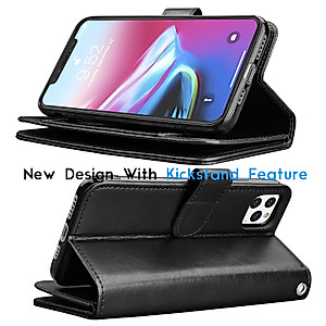 Tekcoo Wallet Case for iPhone 11 Pro / iPhone11 Pro (5.8 inch) 2019 Luxury ID Cash Credit Card Slots Holder Carrying Pouch Folio Flip PU Leather Cover [Detachable Magnetic Hard Case] Lanyard - Black