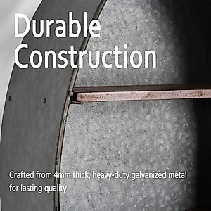 Oakrain Galvanized Wash Tub with Shelves | Towel Racks for Bathroom | Bathroom Wall Shelves | Farmhouse Rustic Bathroom Decor | 2 Tier Wall Towel Holder with Wood Shelf | Galvanized Shelf Wall