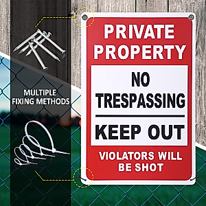 HANTAJANSS Retro Vintage Security Sign - 2 Pack No Trespassing Metal Yard Guard with Pre-Drilled Holes - Durable 12x12-Inch Sign for Home, Farm & Man Cave