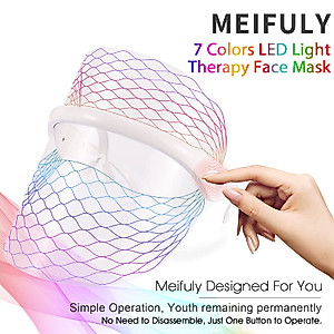 Meifuly 7 Colors L ED Light Therapy Face Mask, Lightweight, Portable
